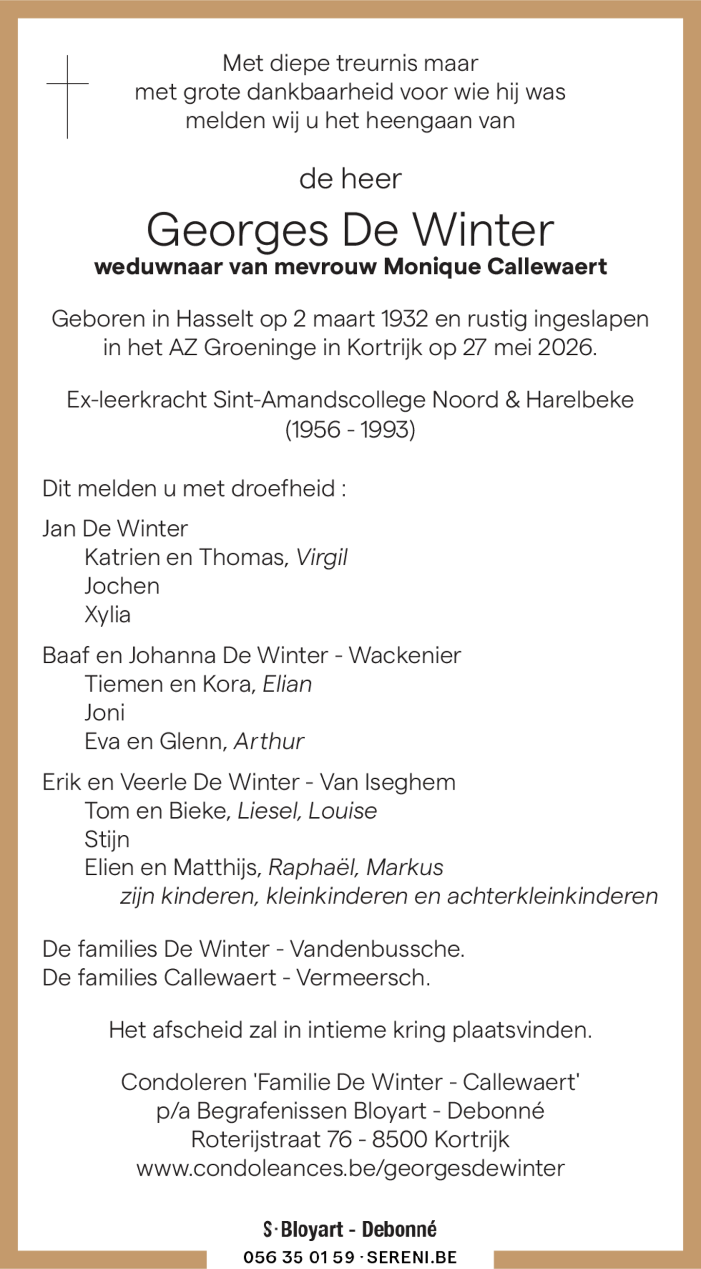 Georges De Winter, 94 jaar | De Standaard