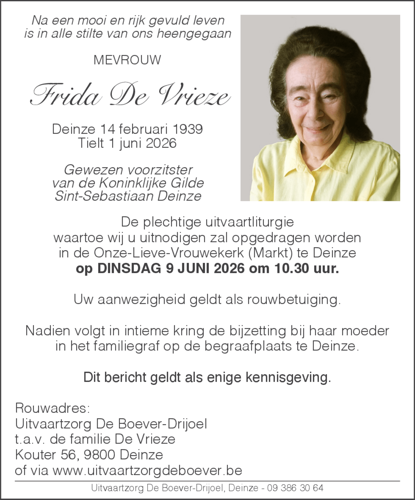 Frida De Vrieze, 87 jaar | De Standaard